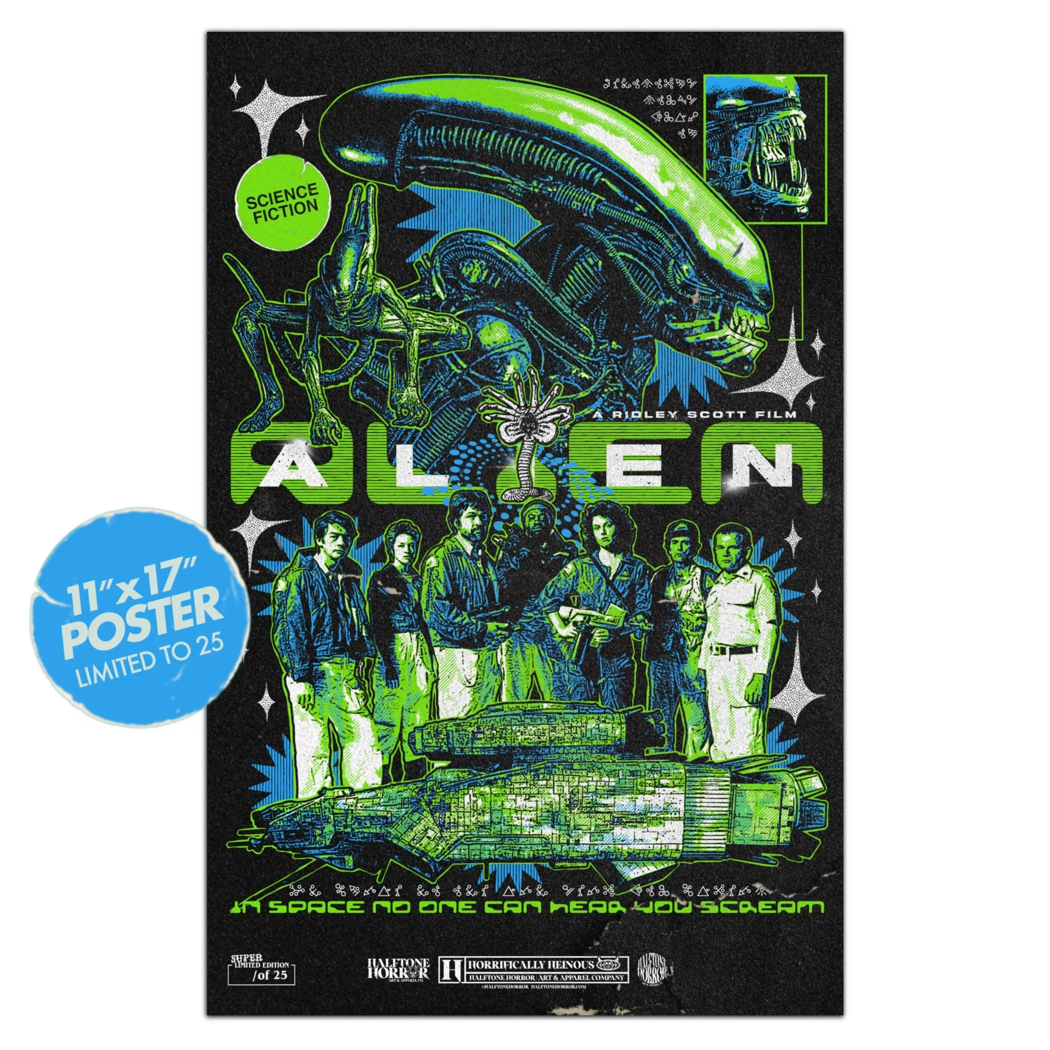 Alien 11"x 17" Poster — Halftone Horror | Art & Apparel Co.