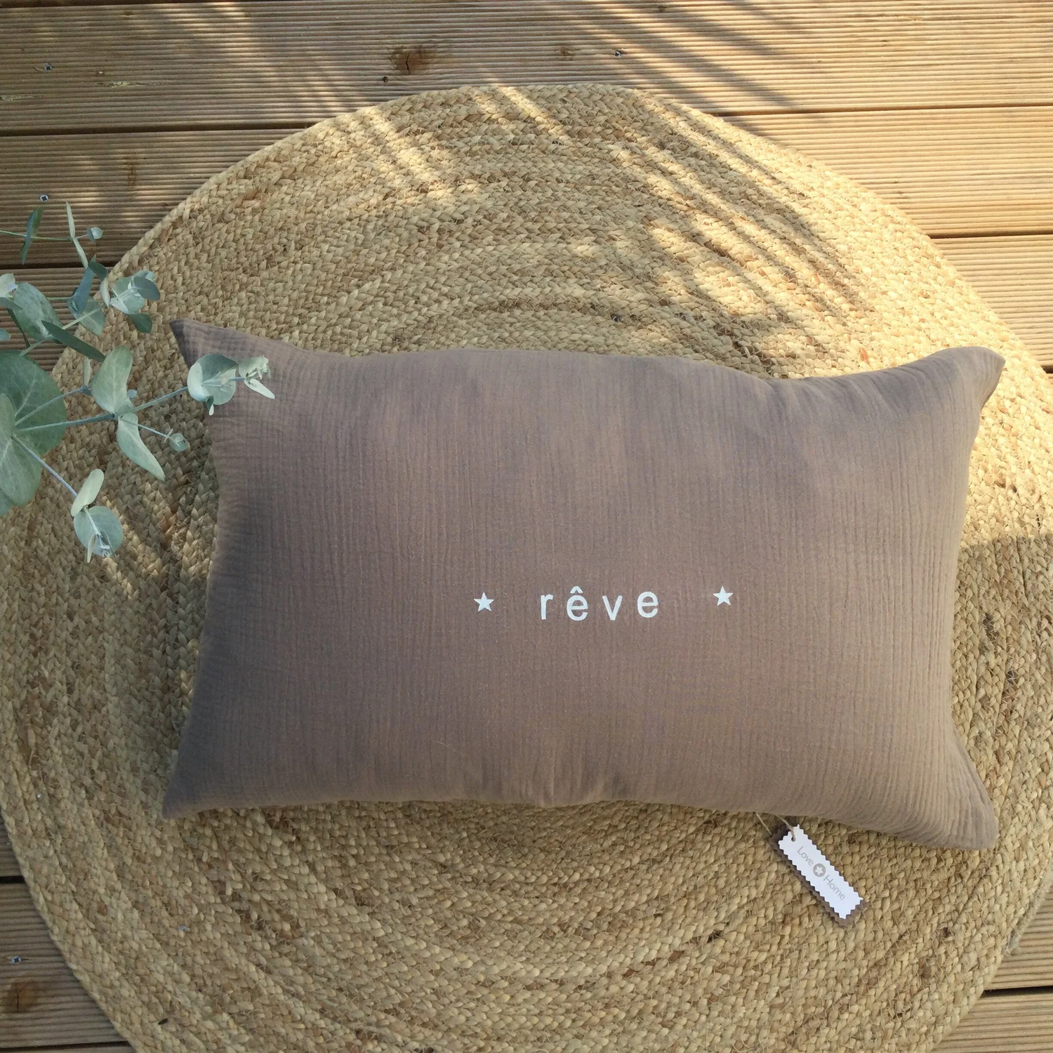 coussin en lin personnalisé — Love at Home