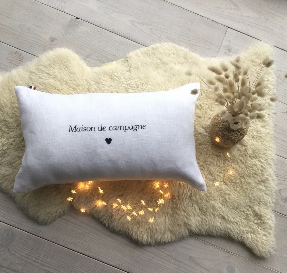 coussin en lin personnalisé — Love at Home