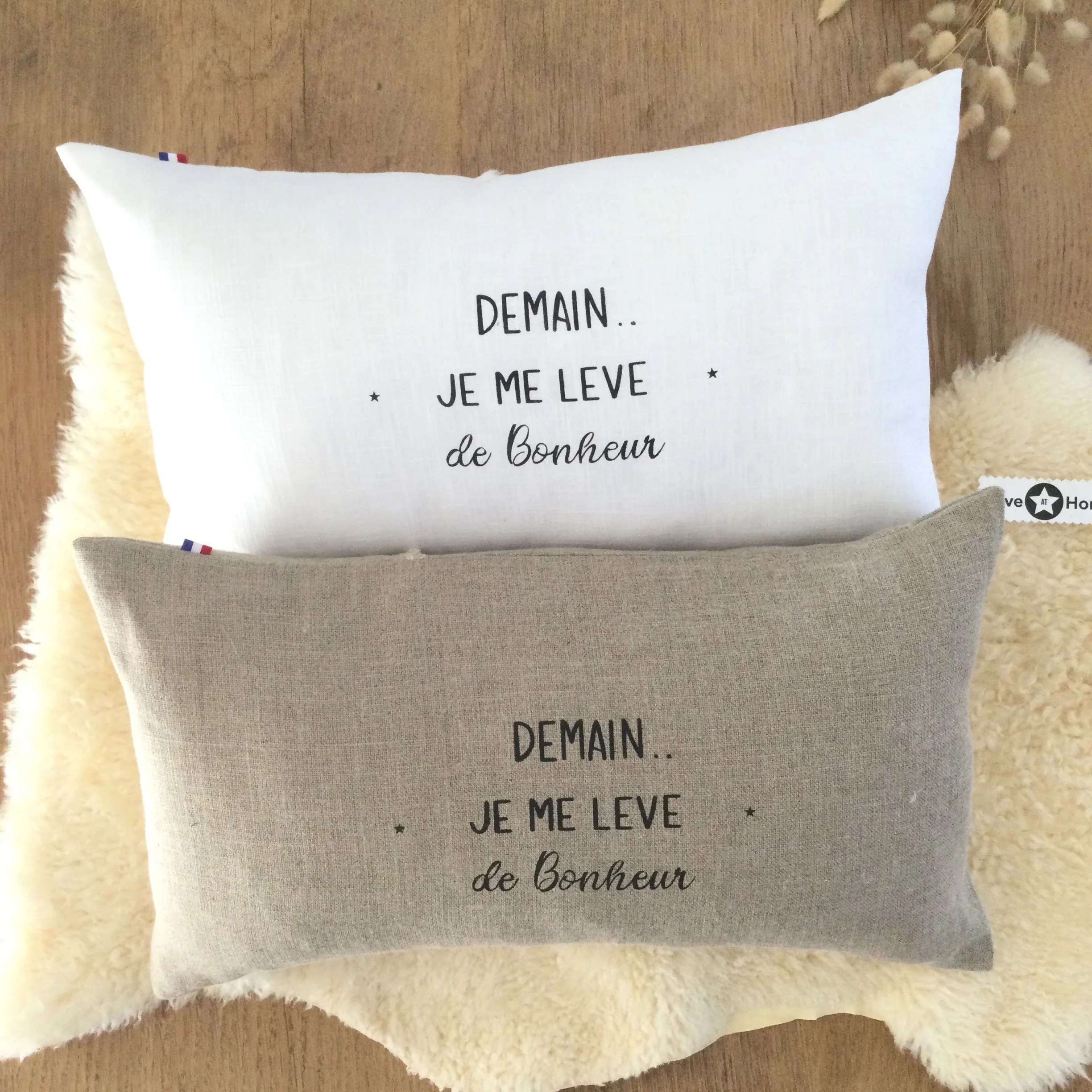 coussin en lin personnalisé — Love at Home