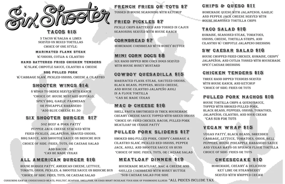 Menu — Six Shooter