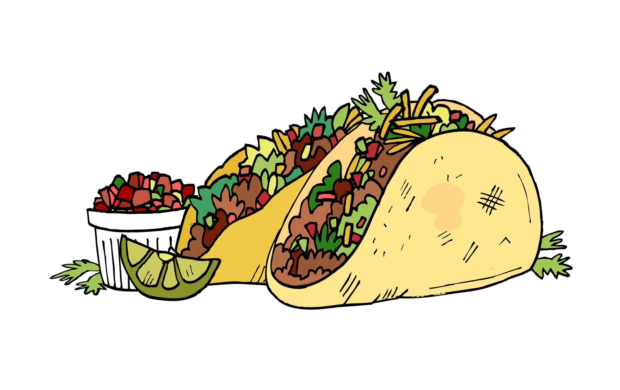 Taco Clipart Vector, Tacos Doodle Clipart, Lip Drawing,, 46% OFF