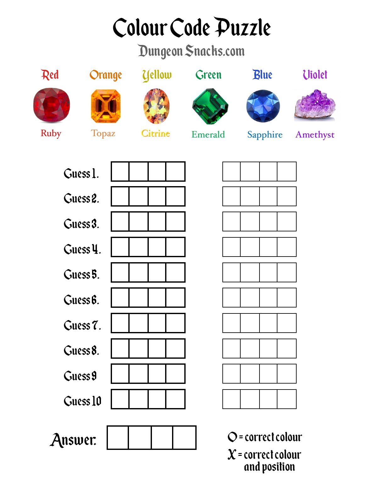 Color Keys – Color-themed puzzles for your D&D game! — Dungeon Snacks