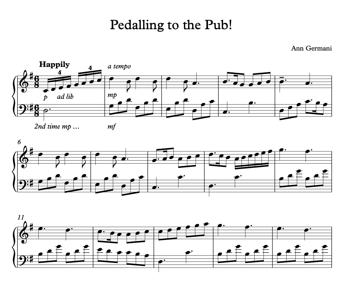 Pedalling to the Pub — Ann Germani