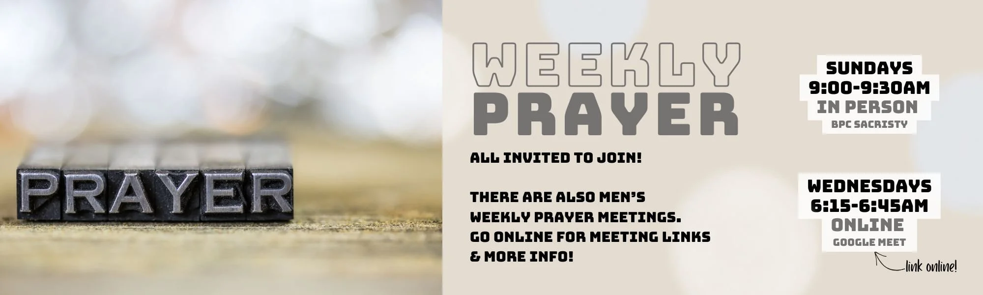 Weekly Prayer Meetings — English Ministry at Bethel Church