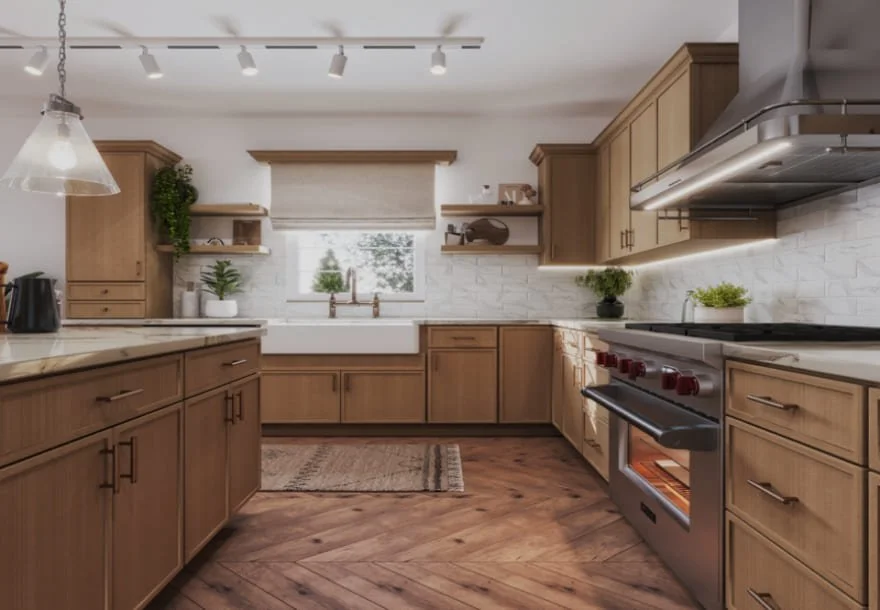 Modern Slim White Oak Shaker Cabinets | iGranite Houston — iGranite ...