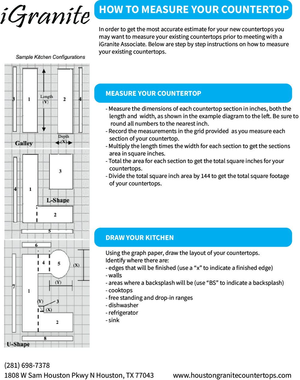 Measurement Sheet — iGranite Countertop and Cabinet Store