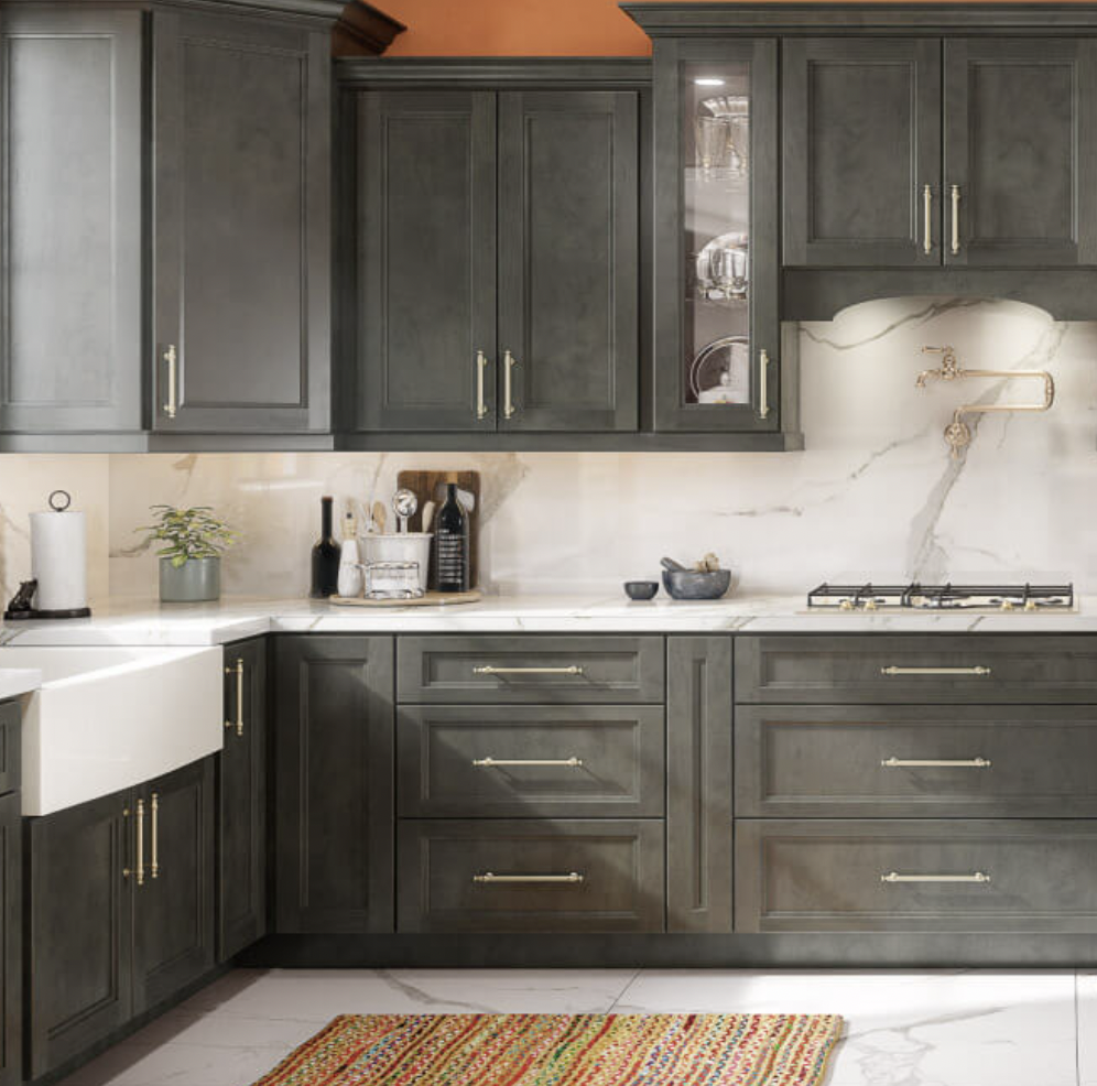 Double Smokey Gray Cabinets | Soft-Close & Click & Go | iGranite ...