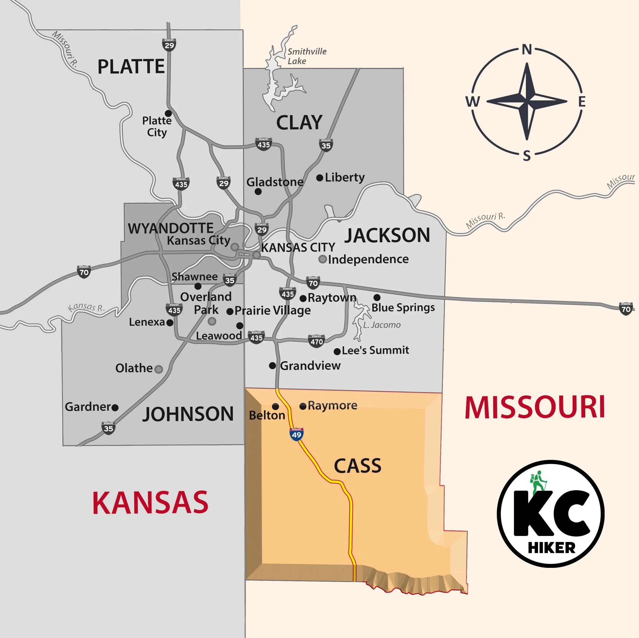 Cass County, Missouri, Hiking Trails