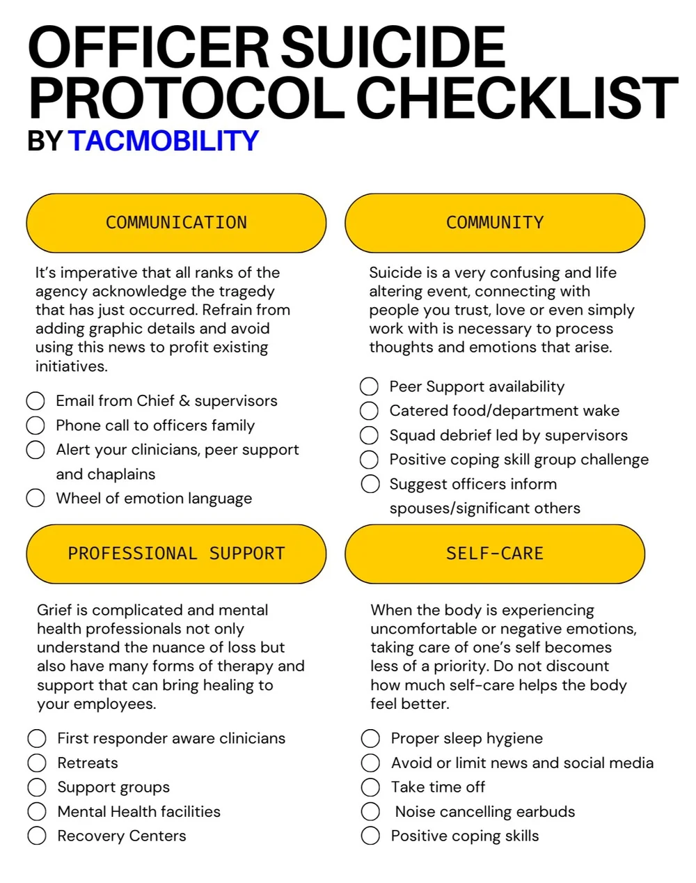 Download the Officer Suicide Protocol Checklist | TacMobility free ...