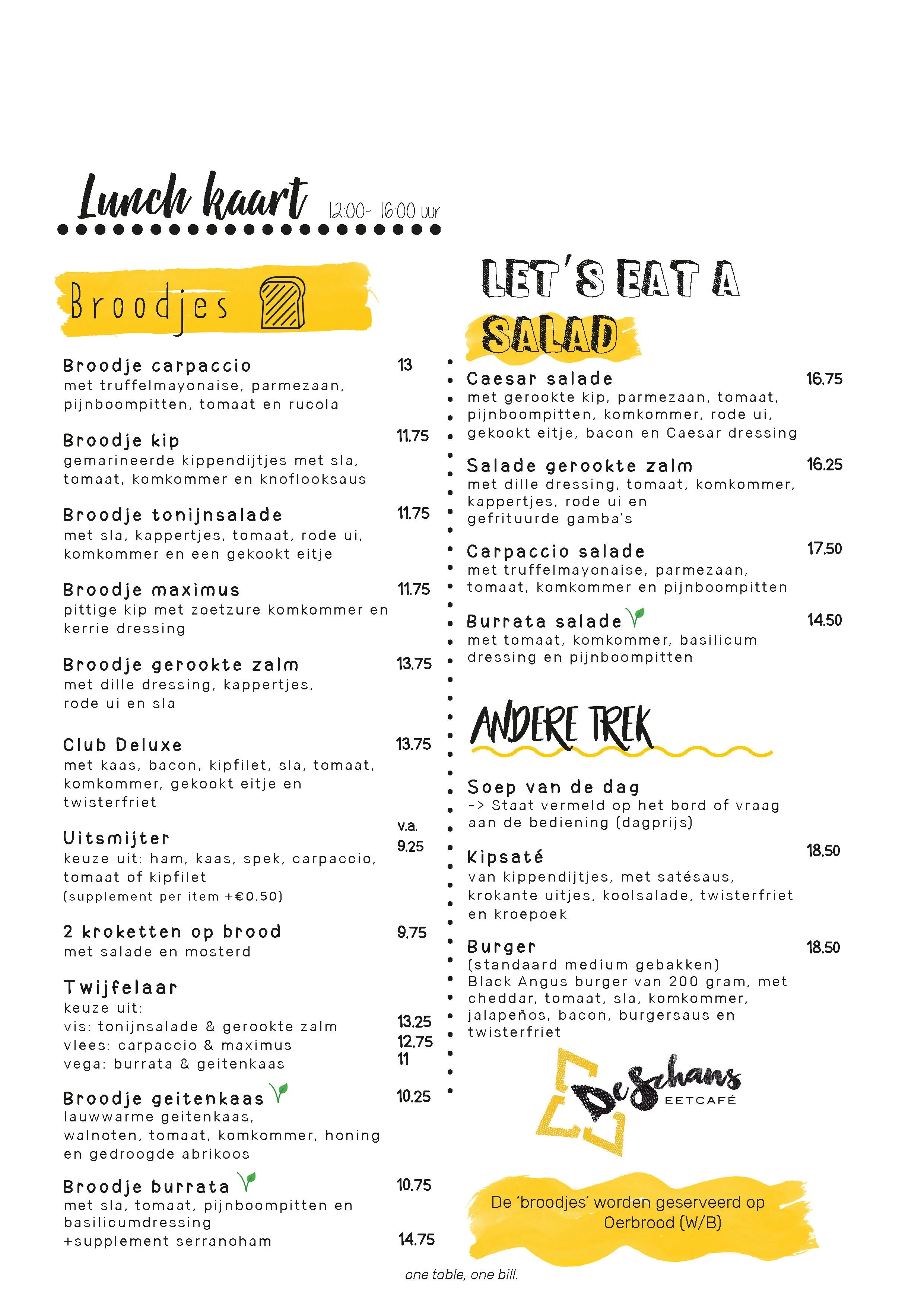 Menu — De Schans