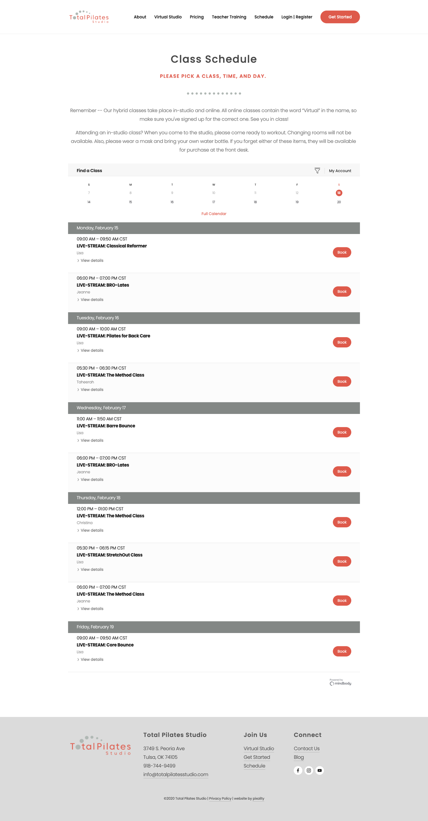 Pilates website design for Total Pilates Studio | Pixality Design
