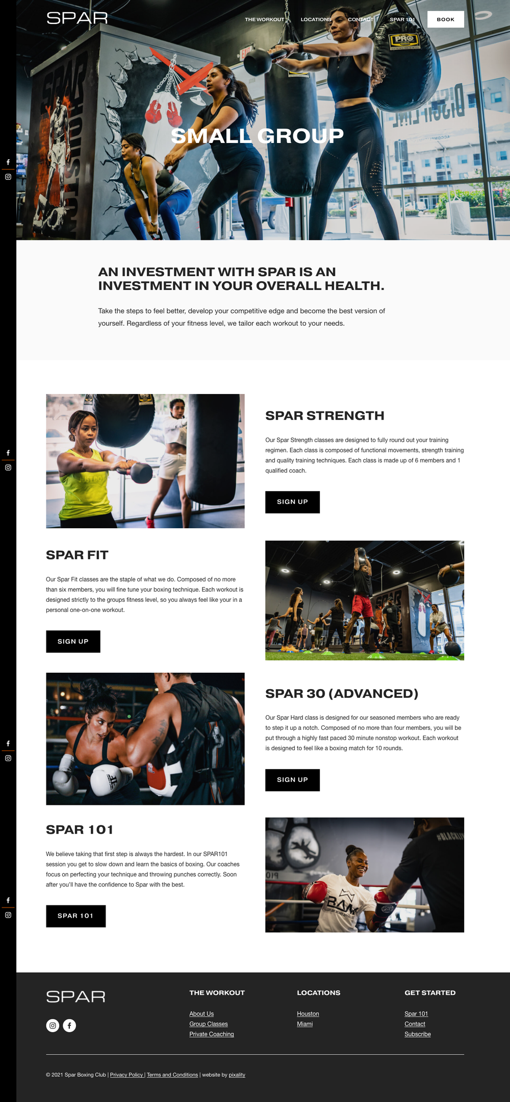 Boxing Fitness website design for Spar Boxing | Pixality Design