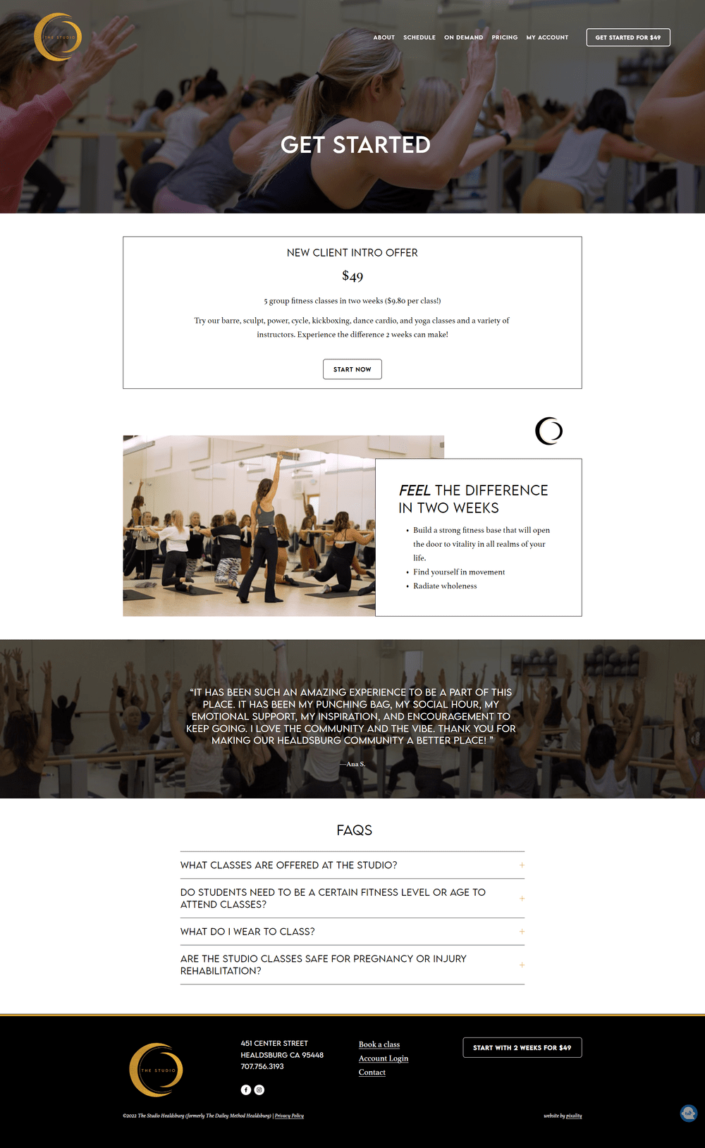 Arketa-integrated barre and fitness website design for The Studio Healdsburg