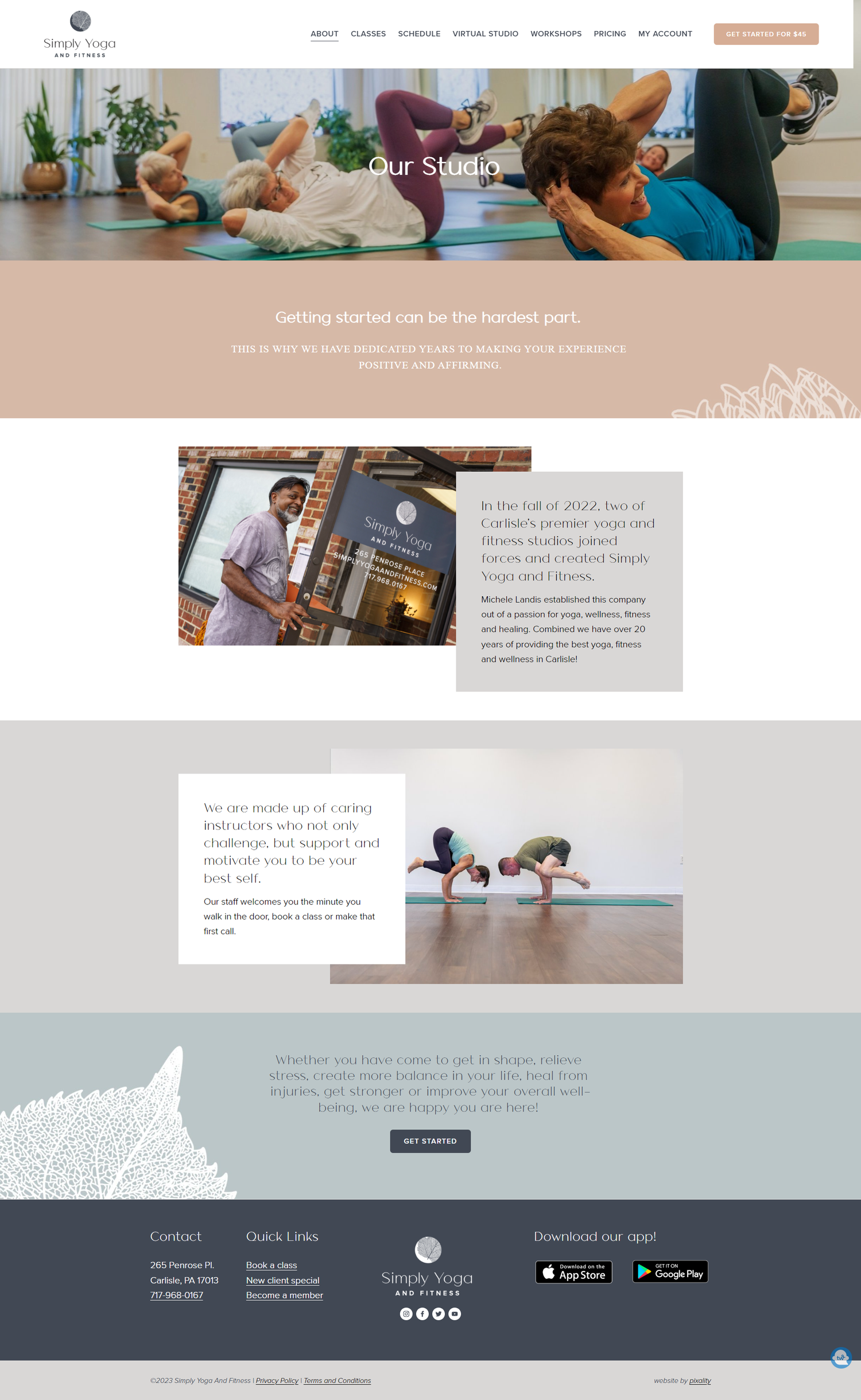 Mariana Tek-integrated yoga website design for Simply Yoga and Fitness | Pixality Design