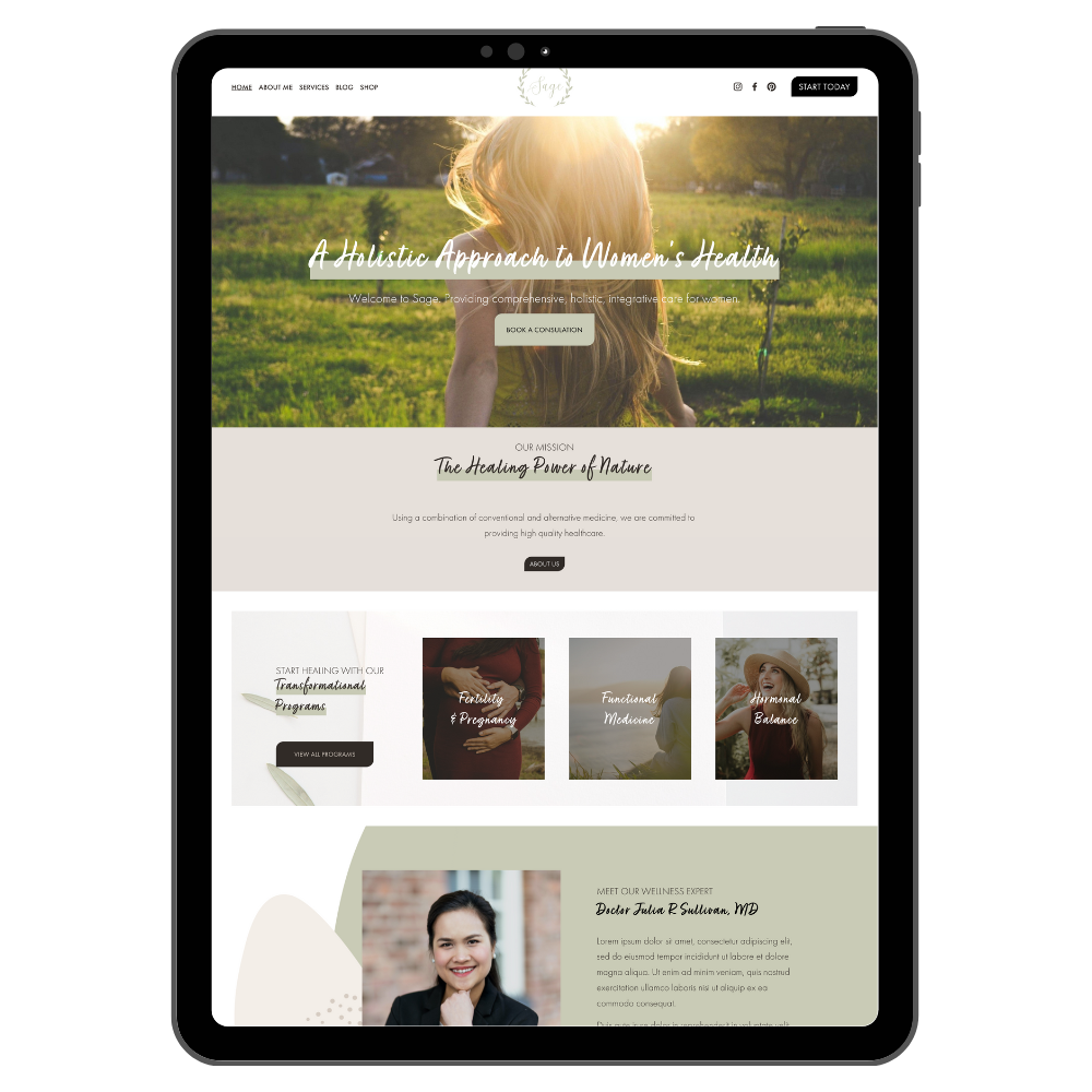 Sage Squarespace Template | Squarespace template for Holistic therapists, Wellness, Yoga ...