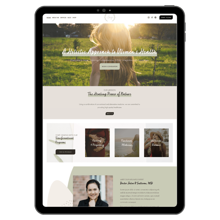Sage Squarespace Template | Squarespace template for Holistic therapists, Wellness, Yoga ...