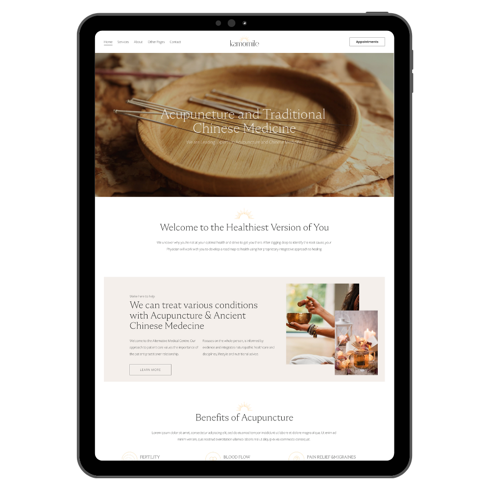 Kamomile Squarespace Template | Squarespace Template for Acupuncture and Holistic Wellness ...