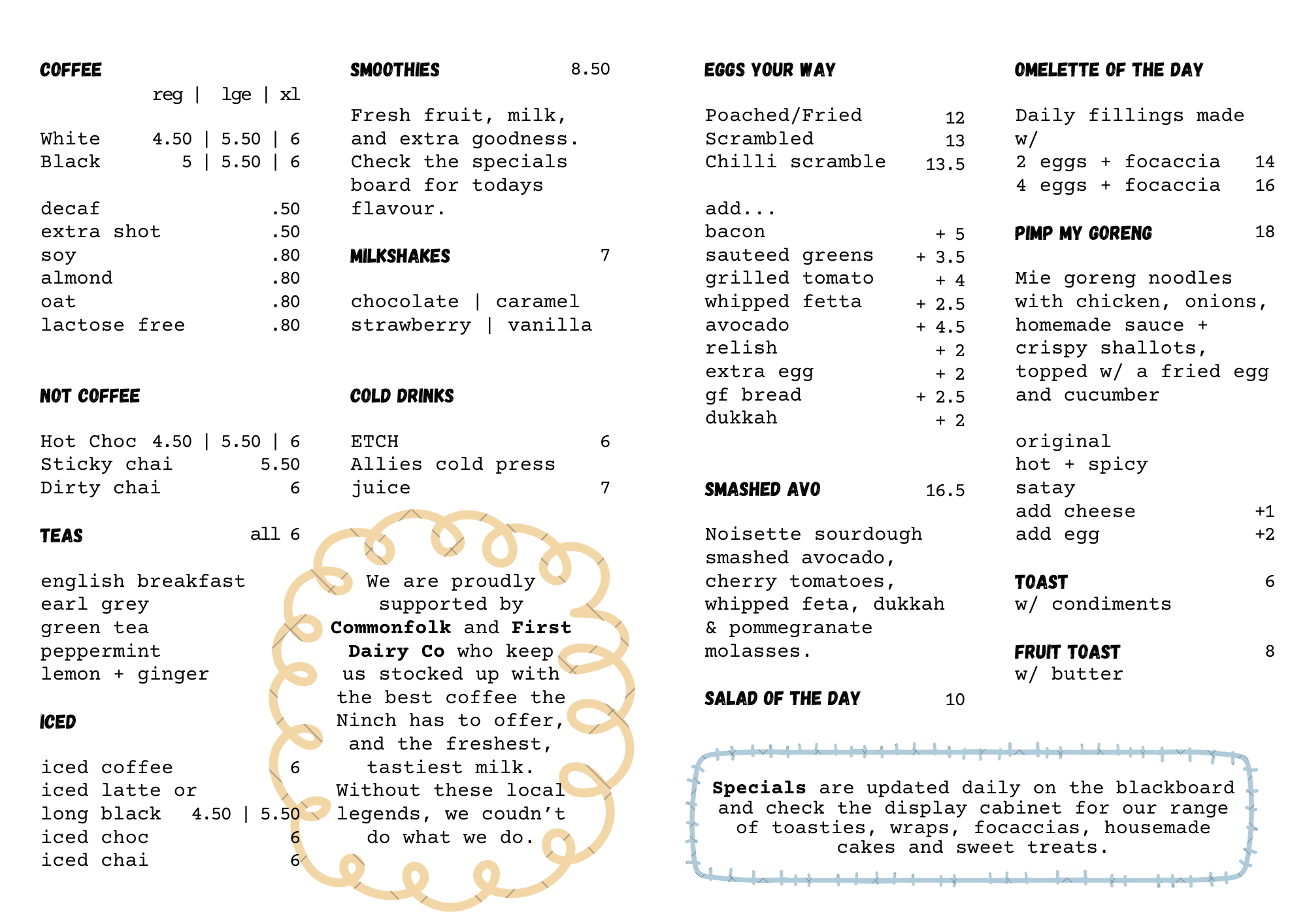CAFE MENU — Homeground Cafe | Mornington Peninsula
