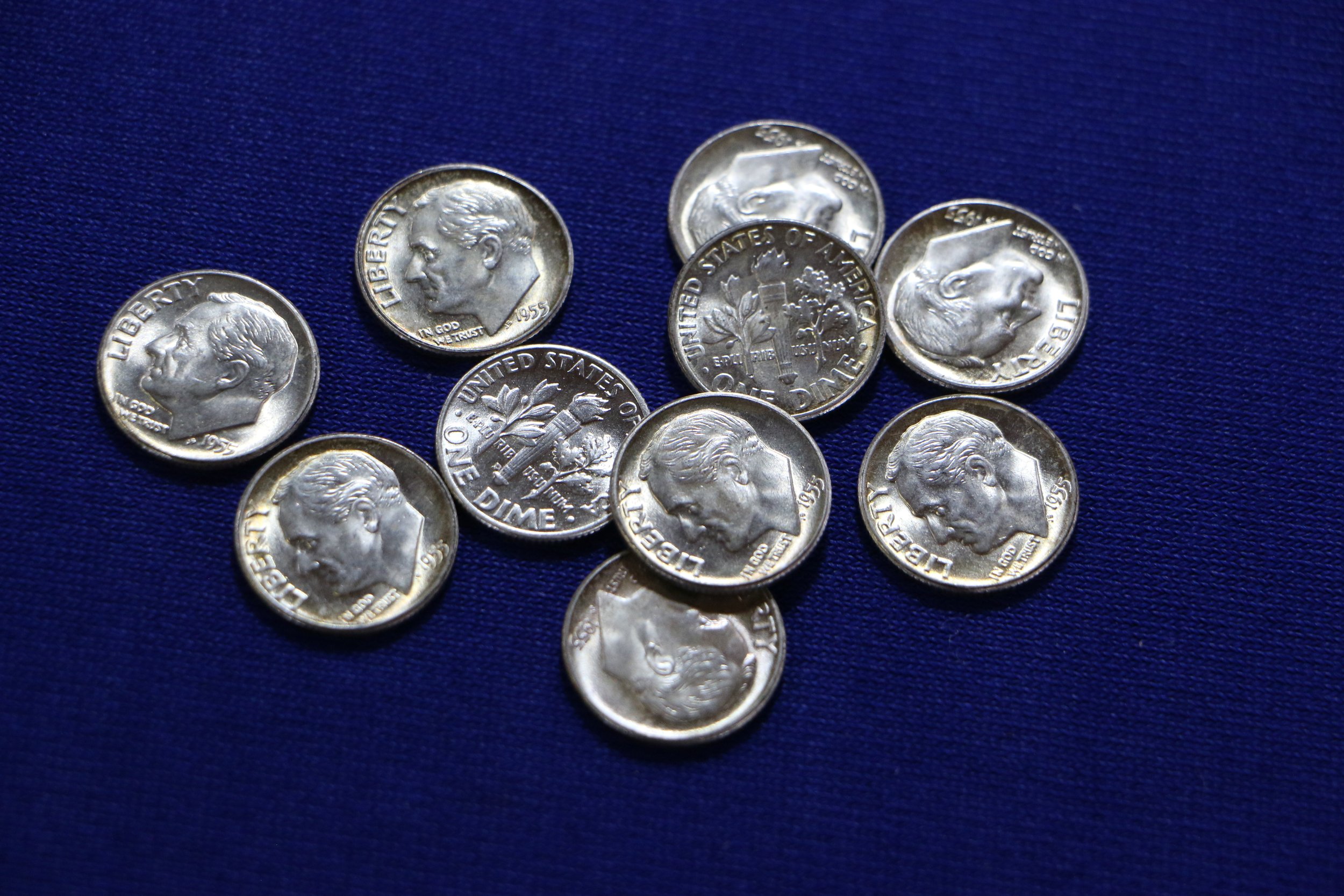 10 UNC 1955 Roosevelt Dimes — Main Street Rare Coins and Amazing Things 10 UNC 1955 Roosevelt Dimes — Main Street Rare Coins and Amazing Things
