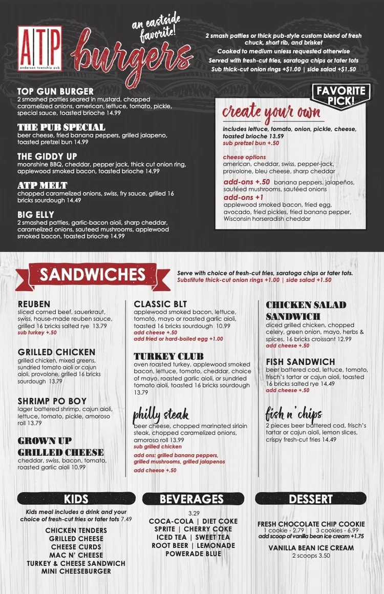 Menu — Anderson Township Pub