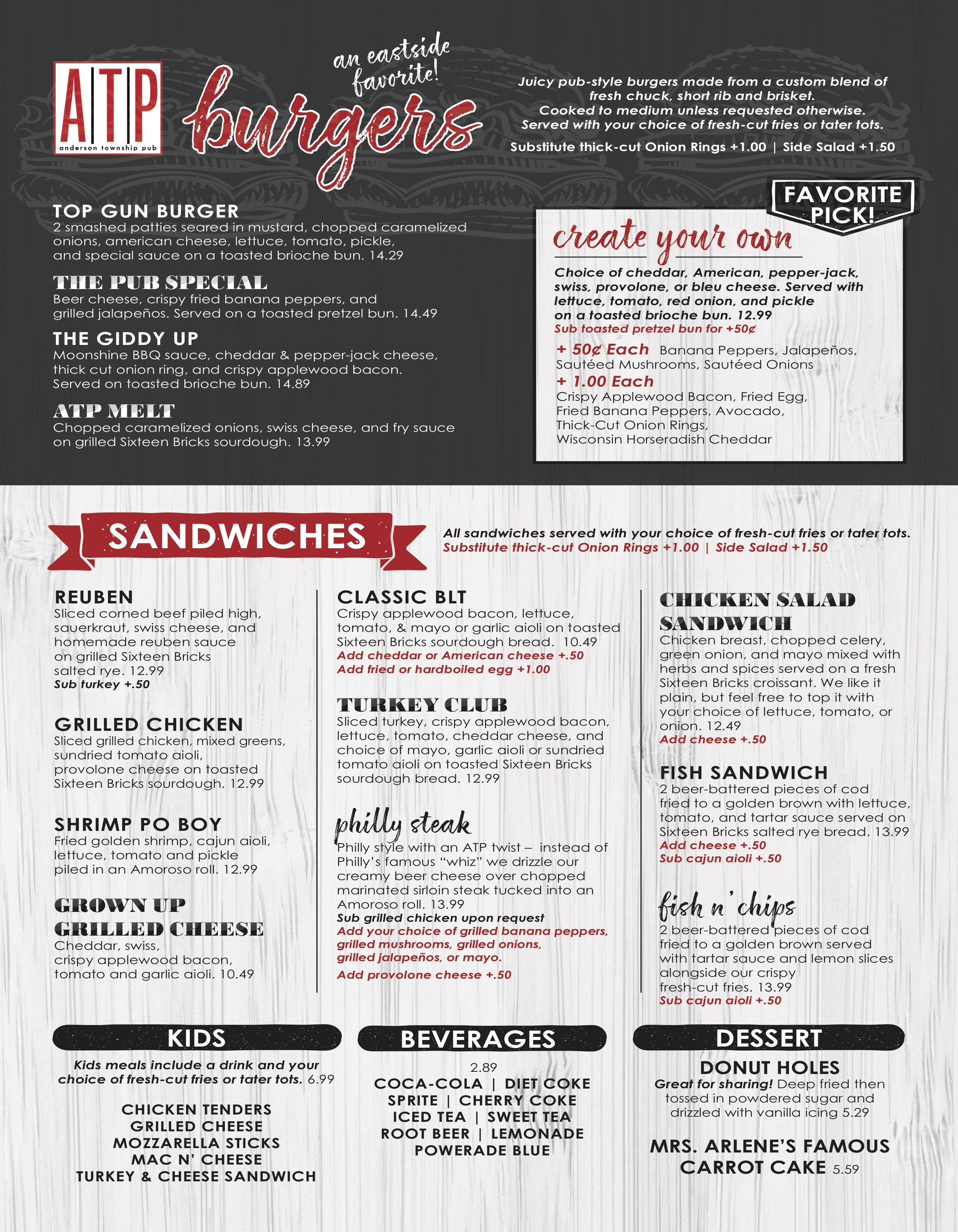 Menu — Anderson Township Pub