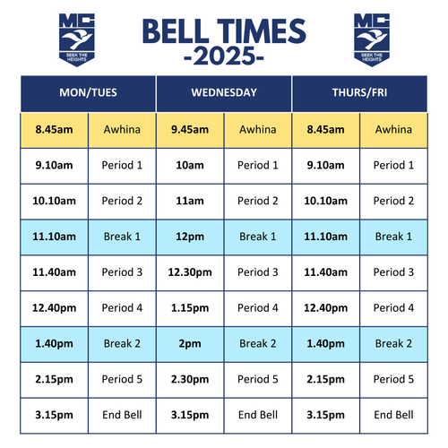 Bell Times — Māngere College