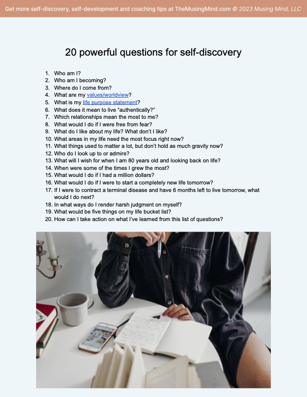 20 questions for self-discovery & development — The Musing Mind