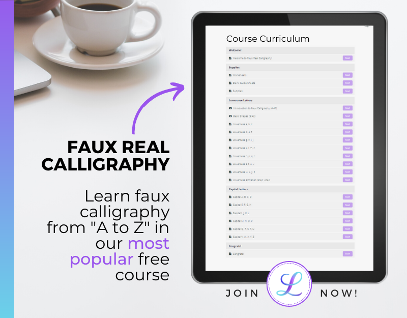 How To Do EASY Calligraphy [Free Worksheets] — Loveleigh Loops