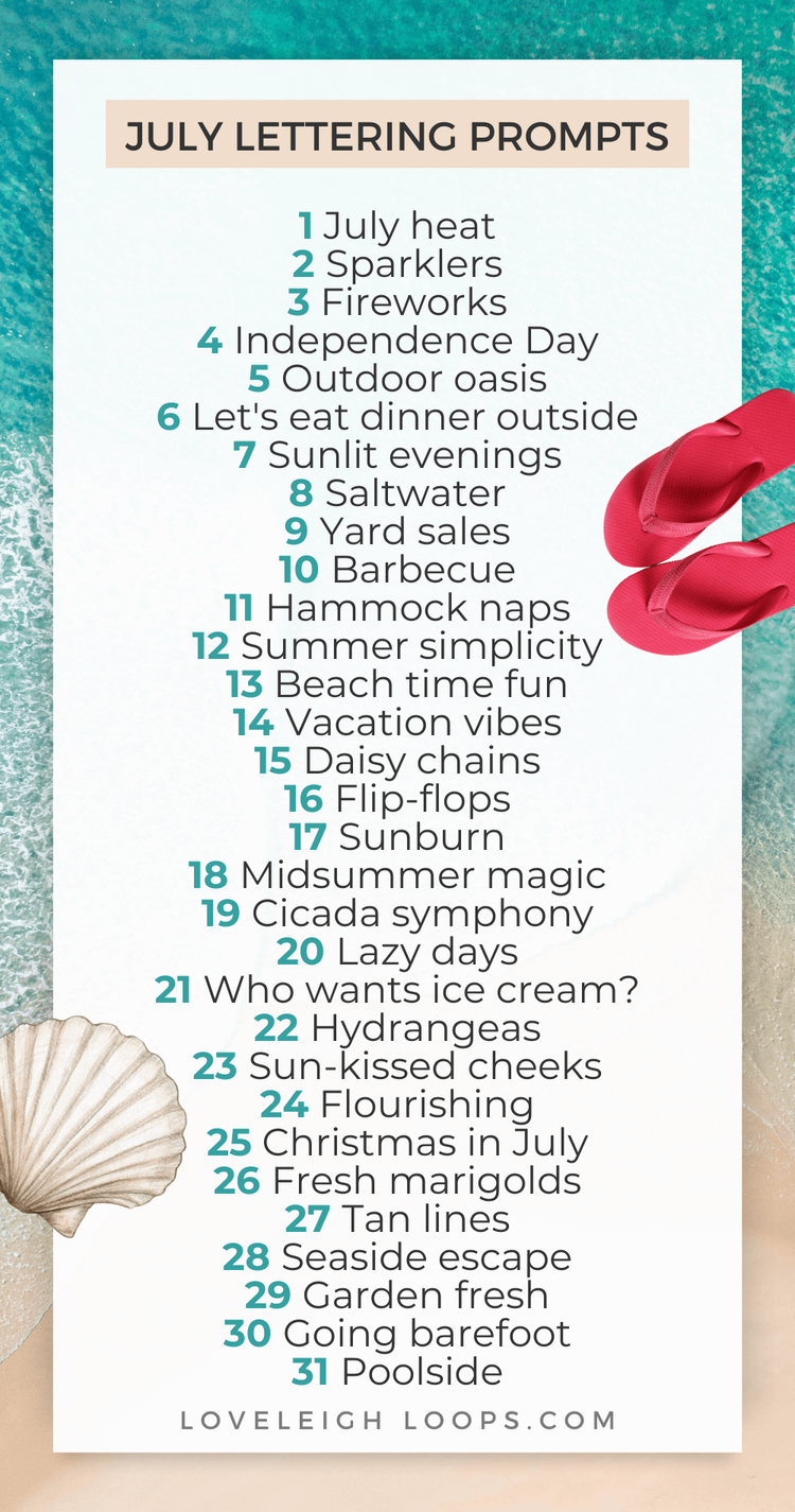 31 July Lettering Prompts (Daily Challenge!) — Loveleigh Loops