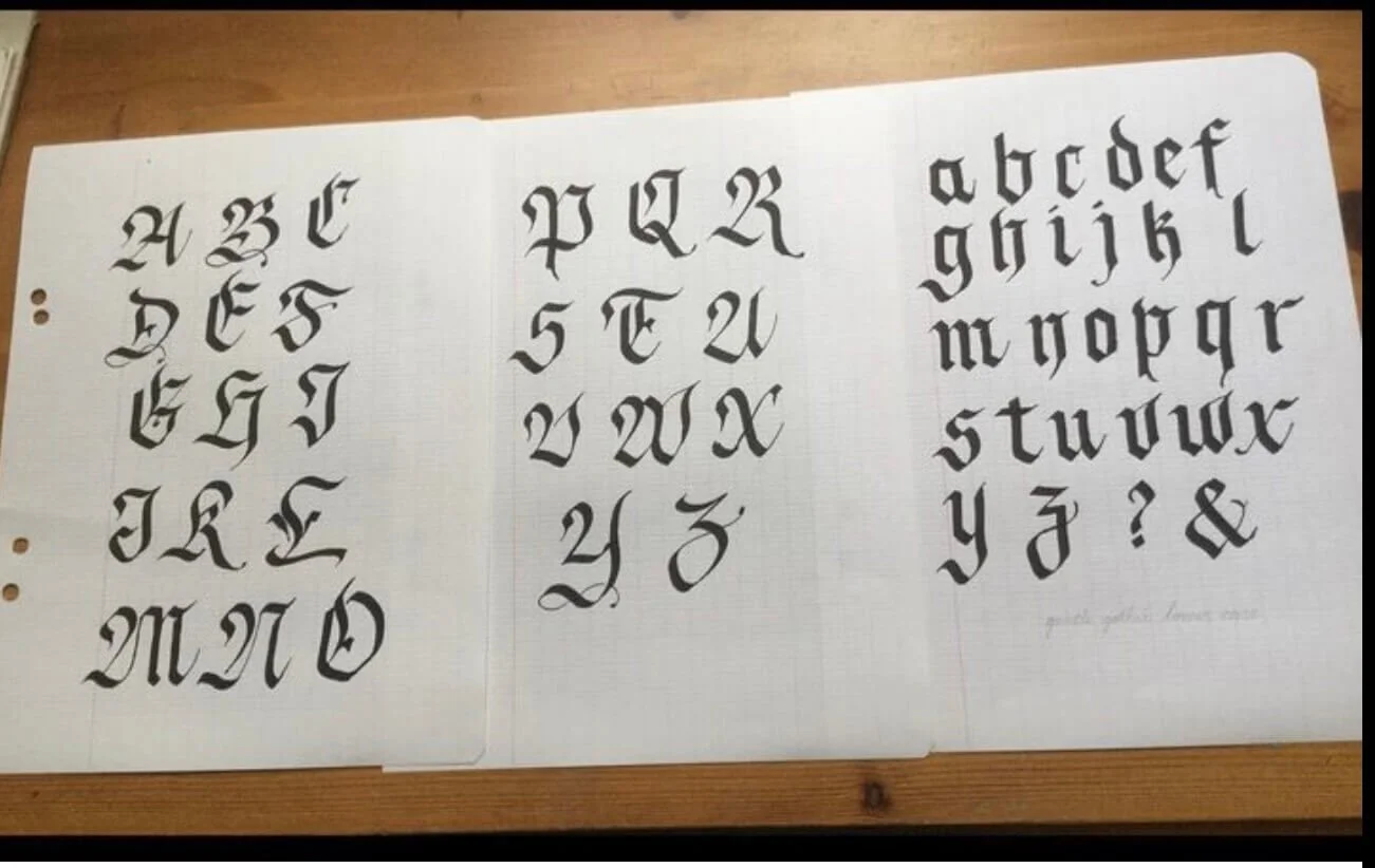 Alphabet In Different Styles Of Writing