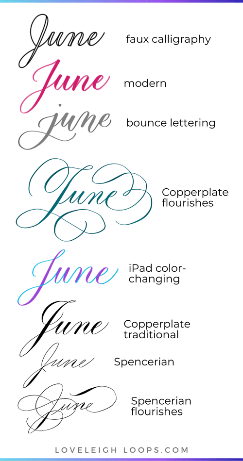 How To Write June In Calligraphy (Free Worksheets!) — Loveleigh Loops