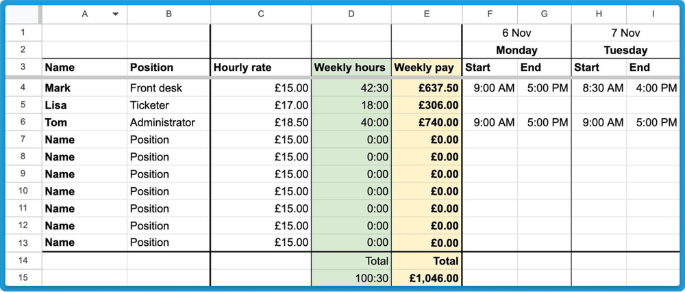 Free Rota Template UK: Excel, Google Sheets, PDF
