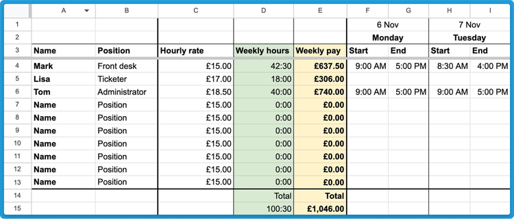 Free Rota Template UK: Excel, Google Sheets, PDF