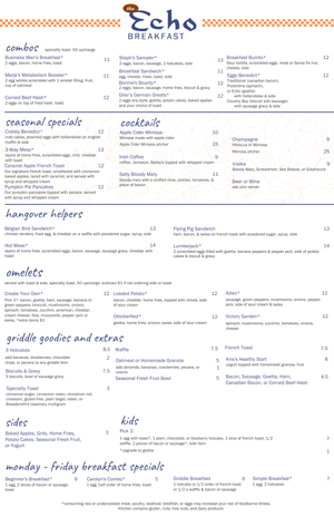 Menu — The Echo Restaurant