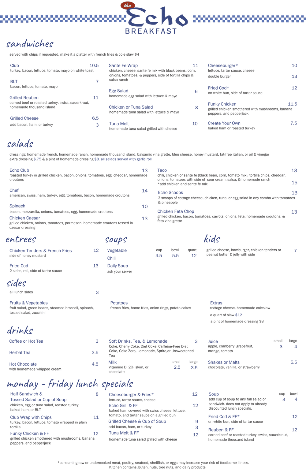 Menu — The Echo Restaurant