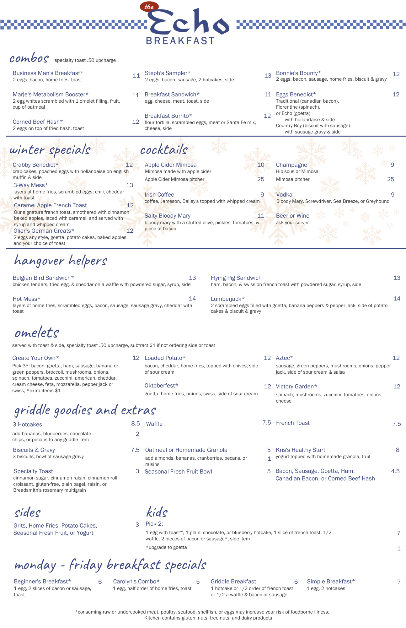 Menu — The Echo Restaurant
