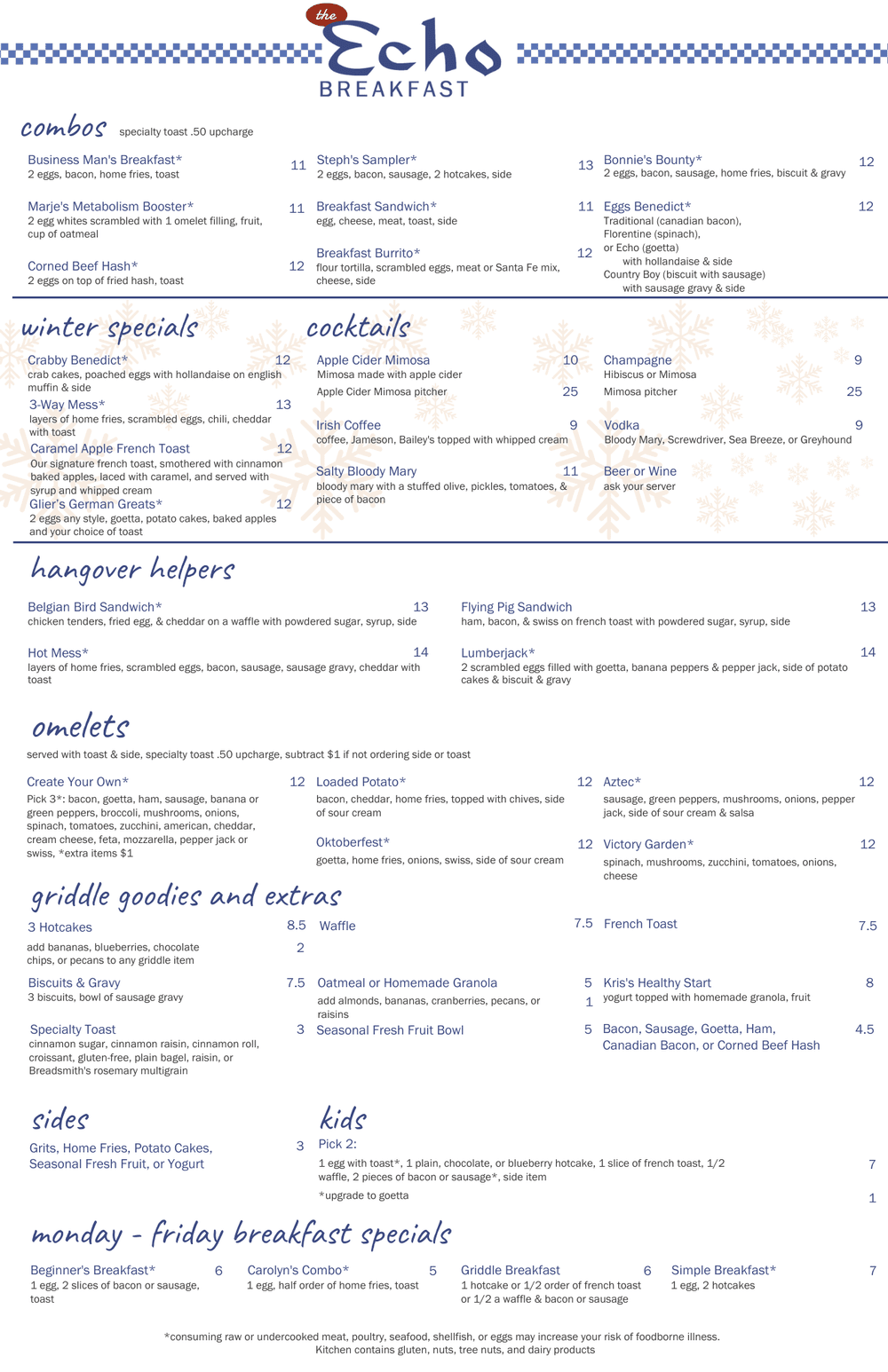 Menu — The Echo Restaurant