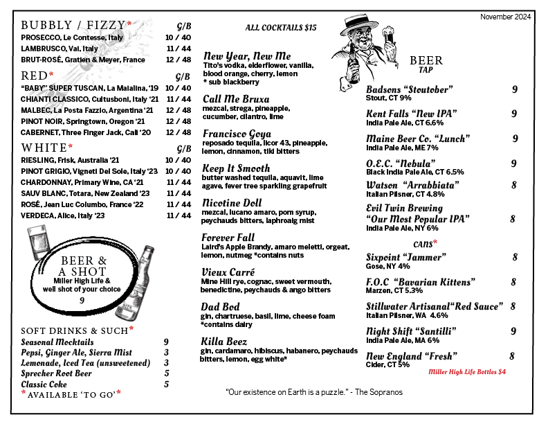 MENUS — Good Old Days Pizzeria & Cocktail Den