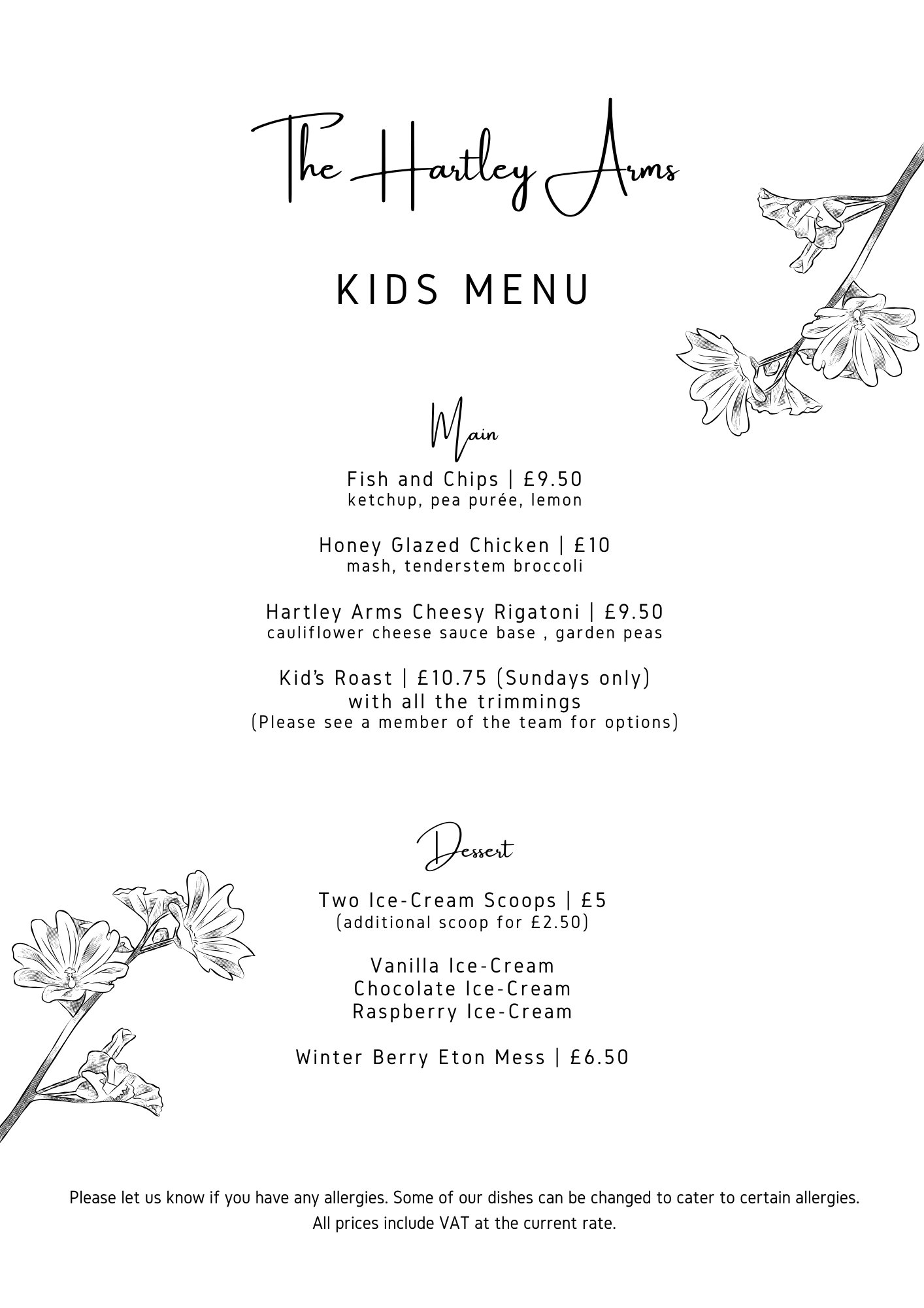 Menus — The Hartley Arms