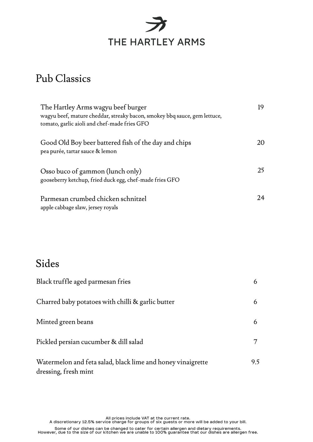 Menus — The Hartley Arms