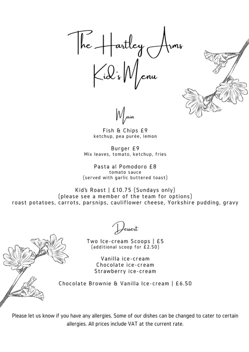 Menus — The Hartley Arms