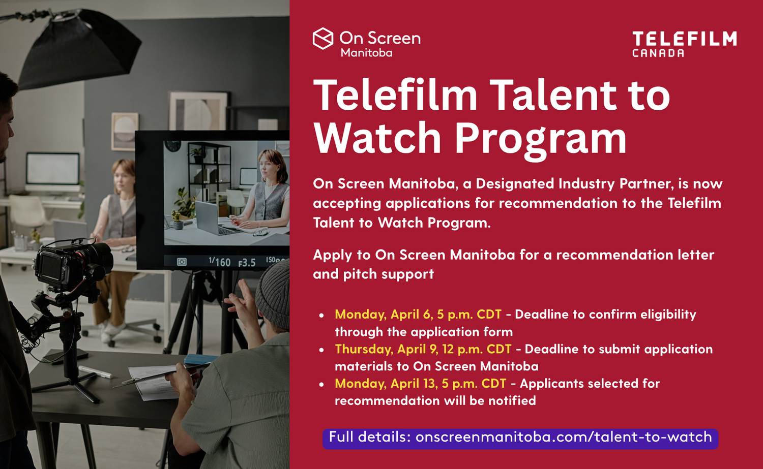 Telefilm Talent to Watch 2026 — On Screen Manitoba