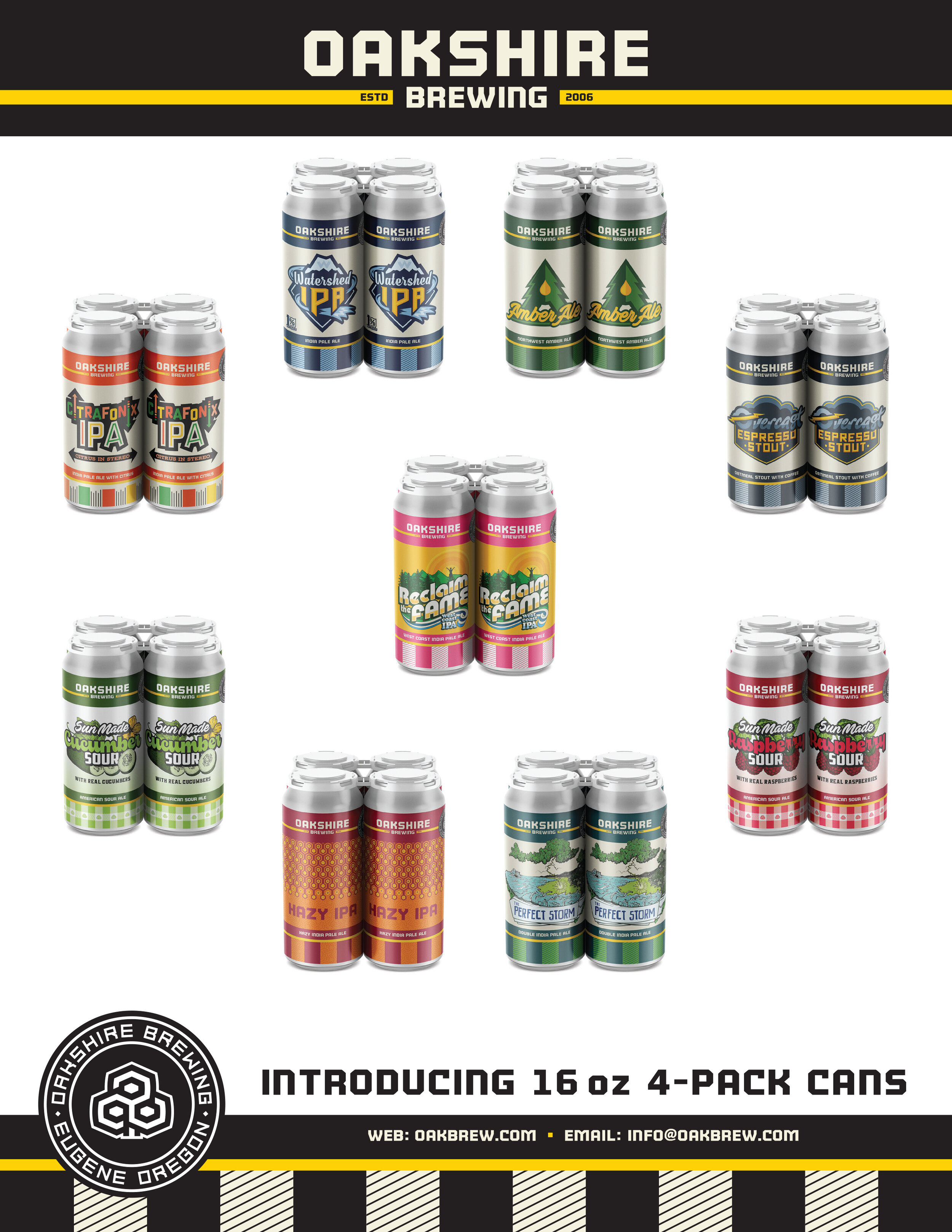 Oakshire transitions Core lineup to 16oz cans - Oakshire Brewing