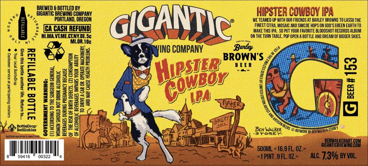 Gigantic Brewing + Barley Brown’s Hipster Cowboy IPA — New School Beer ...