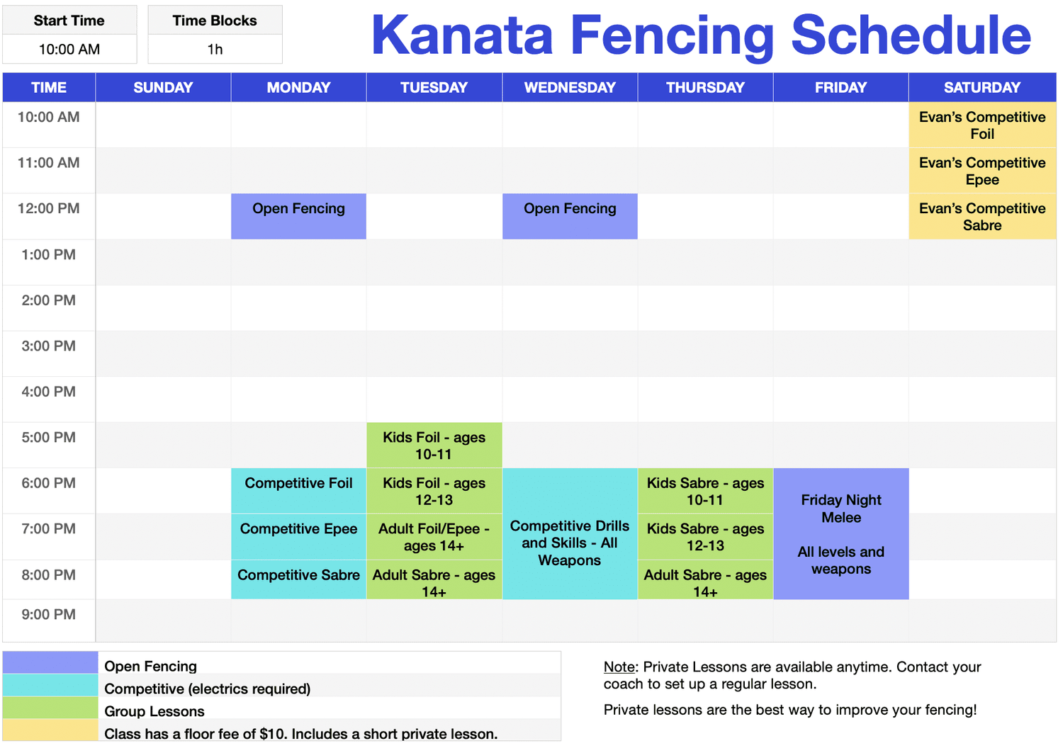 Schedule — Kanata Fencing