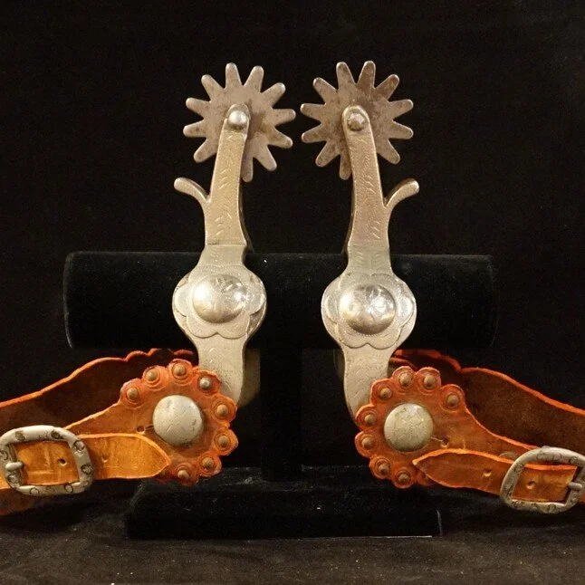 Crockett Silver Spurs with Jumbo Straps F3414 — Old West Collector