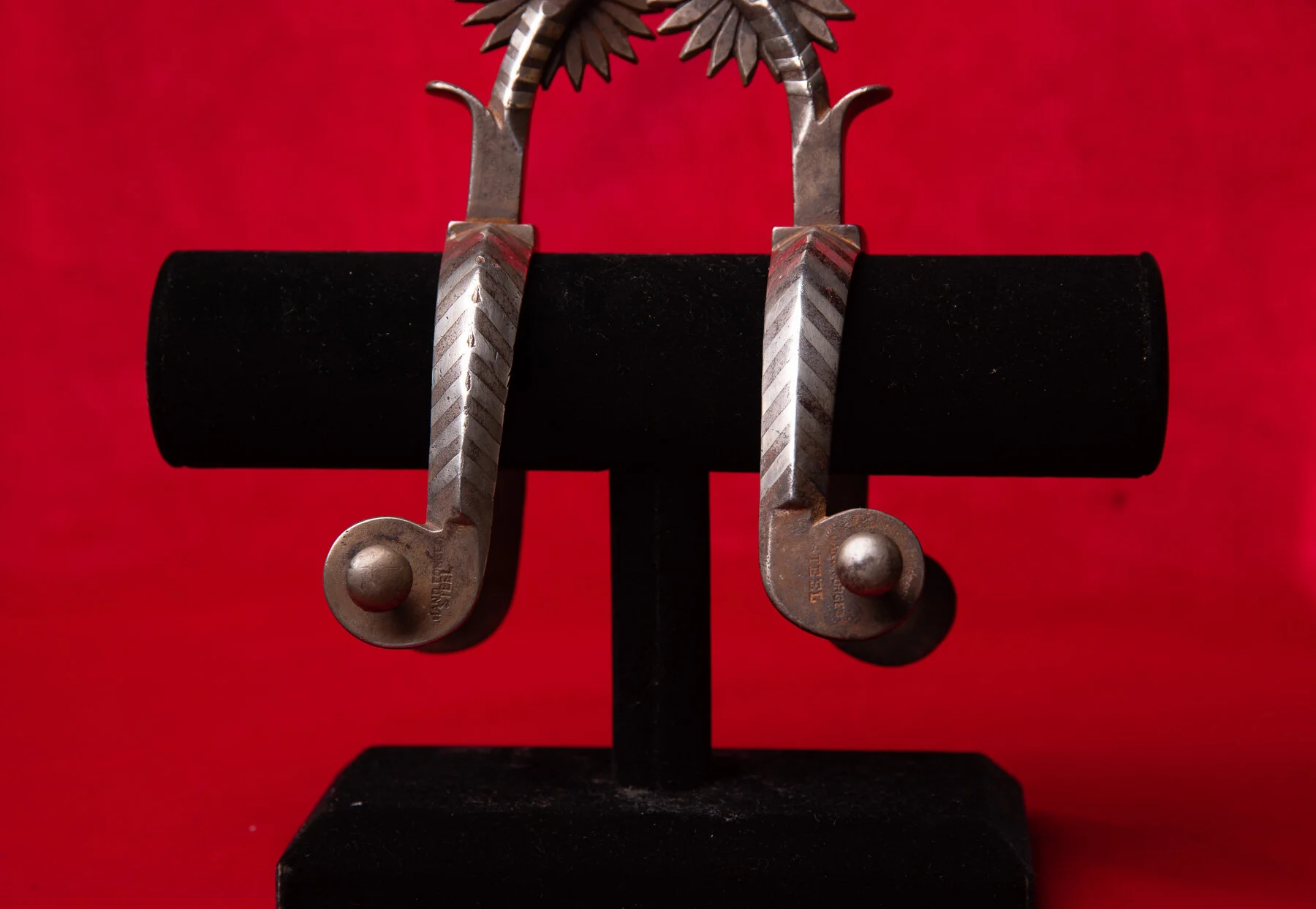 August Buermann Daisy Pattern Nickel Spurs F3391 — Old West Collector