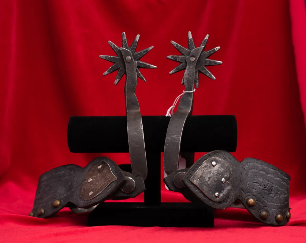 Crockett Silver Spurs with Jumbo Straps F3414 — Old West Collector
