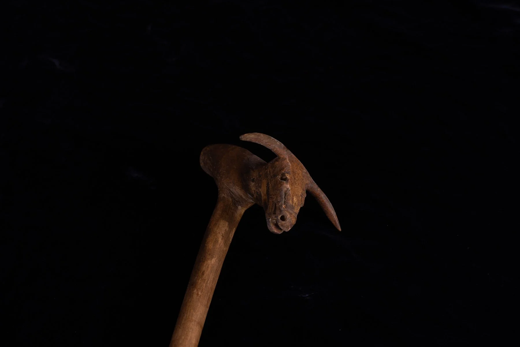 Antique Wooden Cane w/ Steer Head — Old West Collector